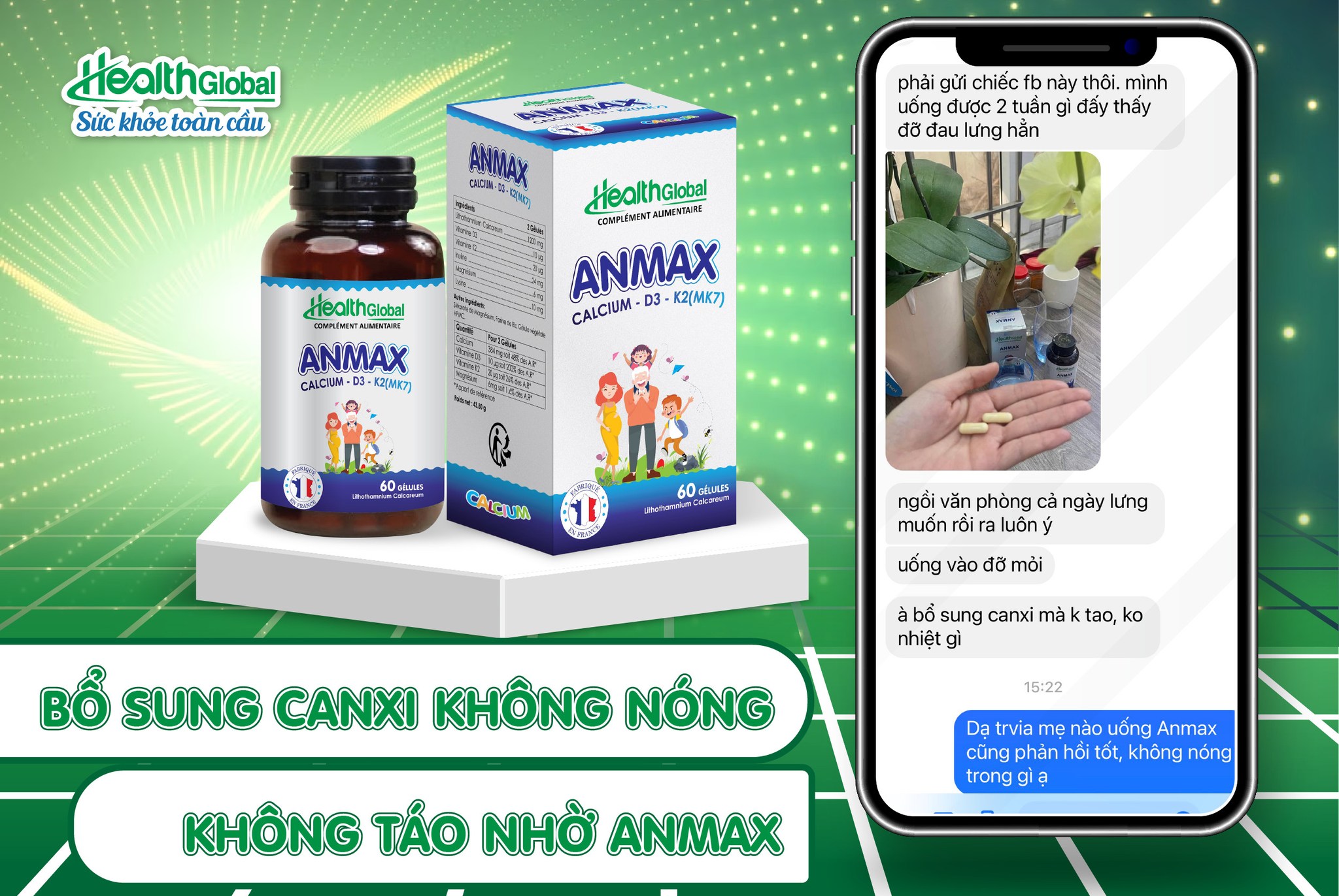 CANXI ANMAX bổ sung canxi hữu cơ giúp tăng chiều cao cho bé (60 viên ...