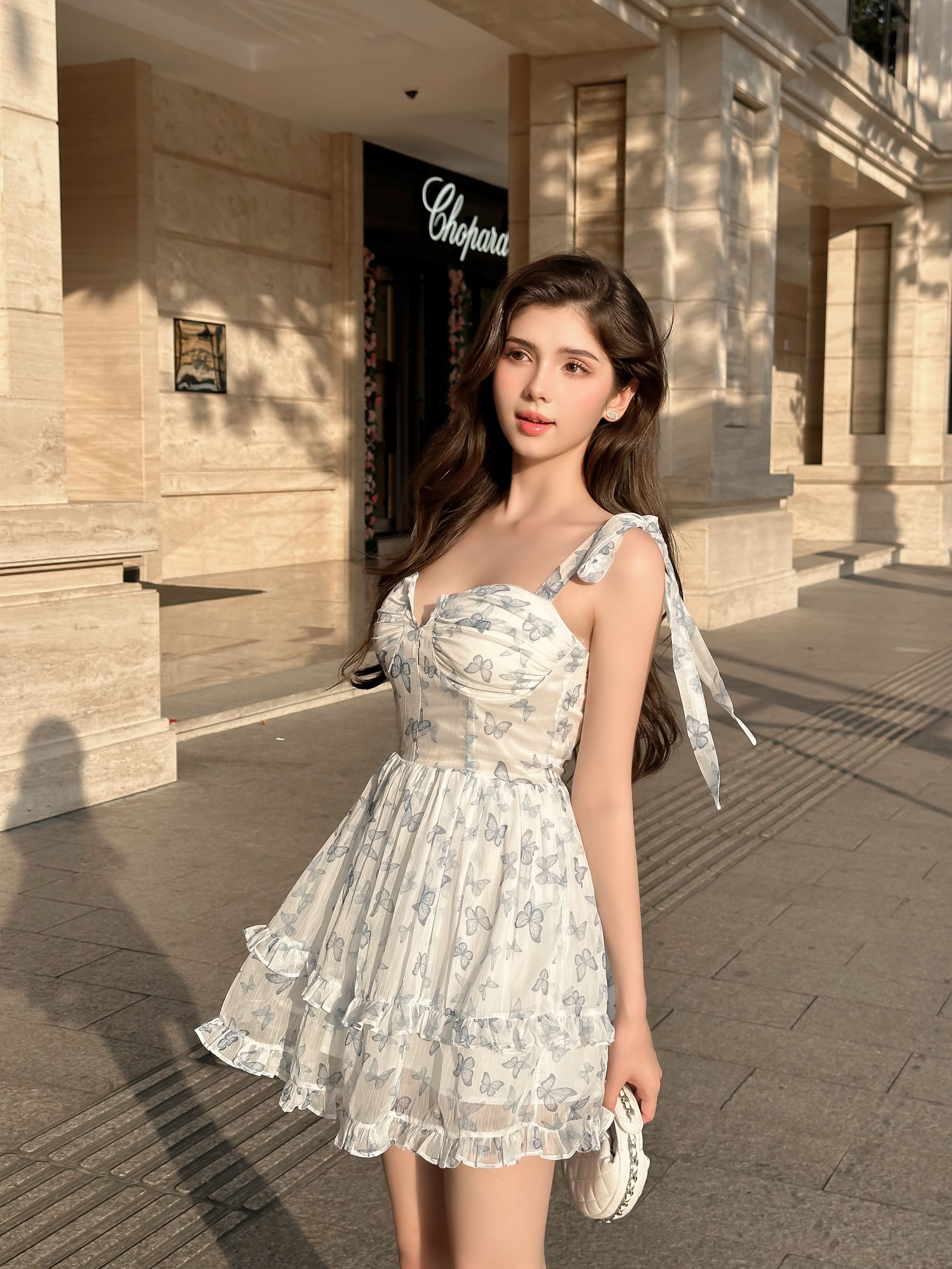 BUTTERFLY dress - Váy 2 dây buộc vai điệu, đầm công chúa bướm xanh 2 ...