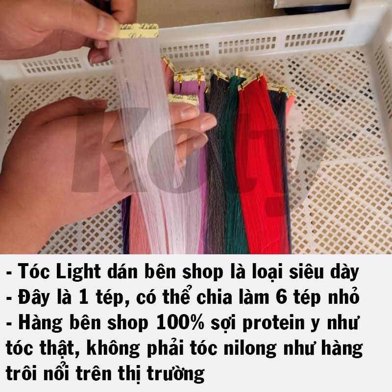 Tóc giả line dán làm từ sợi protein, Tóc giả highlight nối dài tạo ...