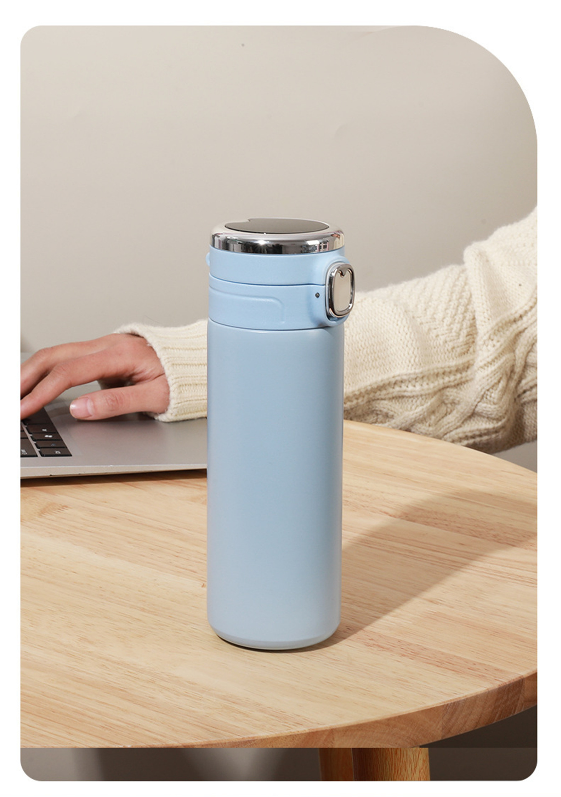 Bình giữ nhiệt khắc tên Fan House 420ml bình nước giữ nhiệt 12h inox 304 có màn hình nhiệt độ ...