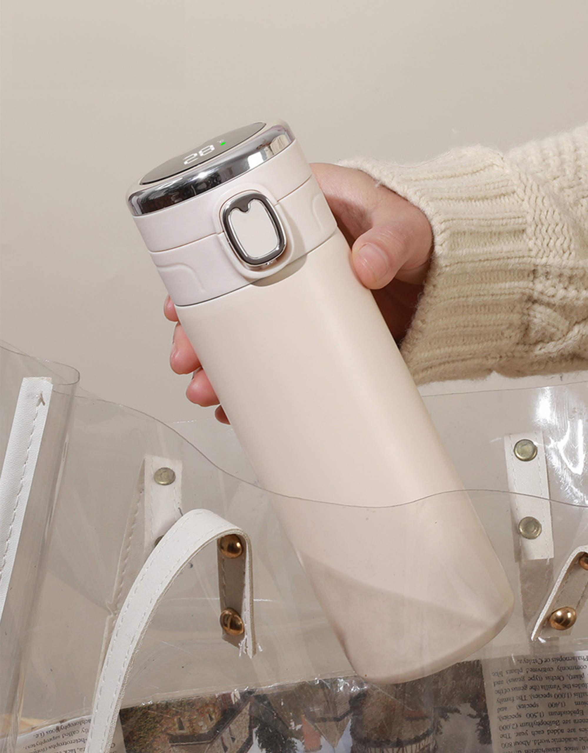 Bình giữ nhiệt khắc tên Fan House 420ml bình nước giữ nhiệt 12h inox 304 có màn hình nhiệt độ ...