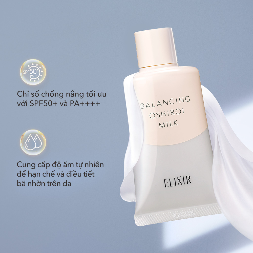 Sữa chống nắng dưỡng da nâng tông kiềm dầu Elixir Reflet Balancing Oshiroi Milk C 35g | Shopee ...
