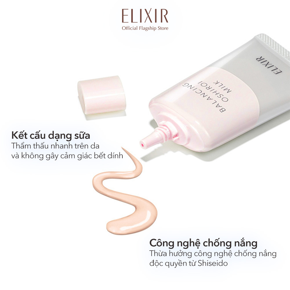 Sữa chống nắng dưỡng da nâng tông kiềm dầu Elixir Reflet Balancing Oshiroi Milk C 35g | Shopee ...