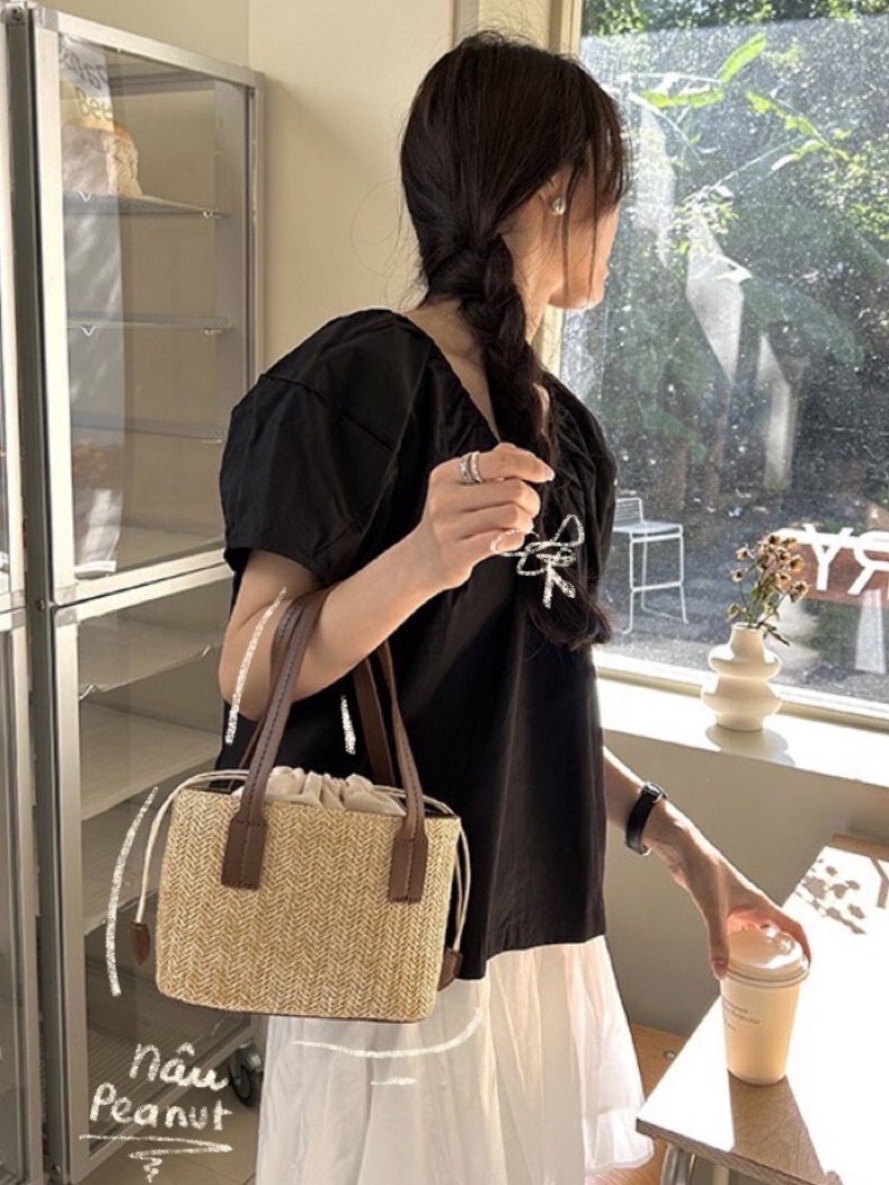 [ Tặng Kèm Charm ] Masako まさこ Rattan Bag - Túi Cối Mây Thiết Kế Dây Rút ...