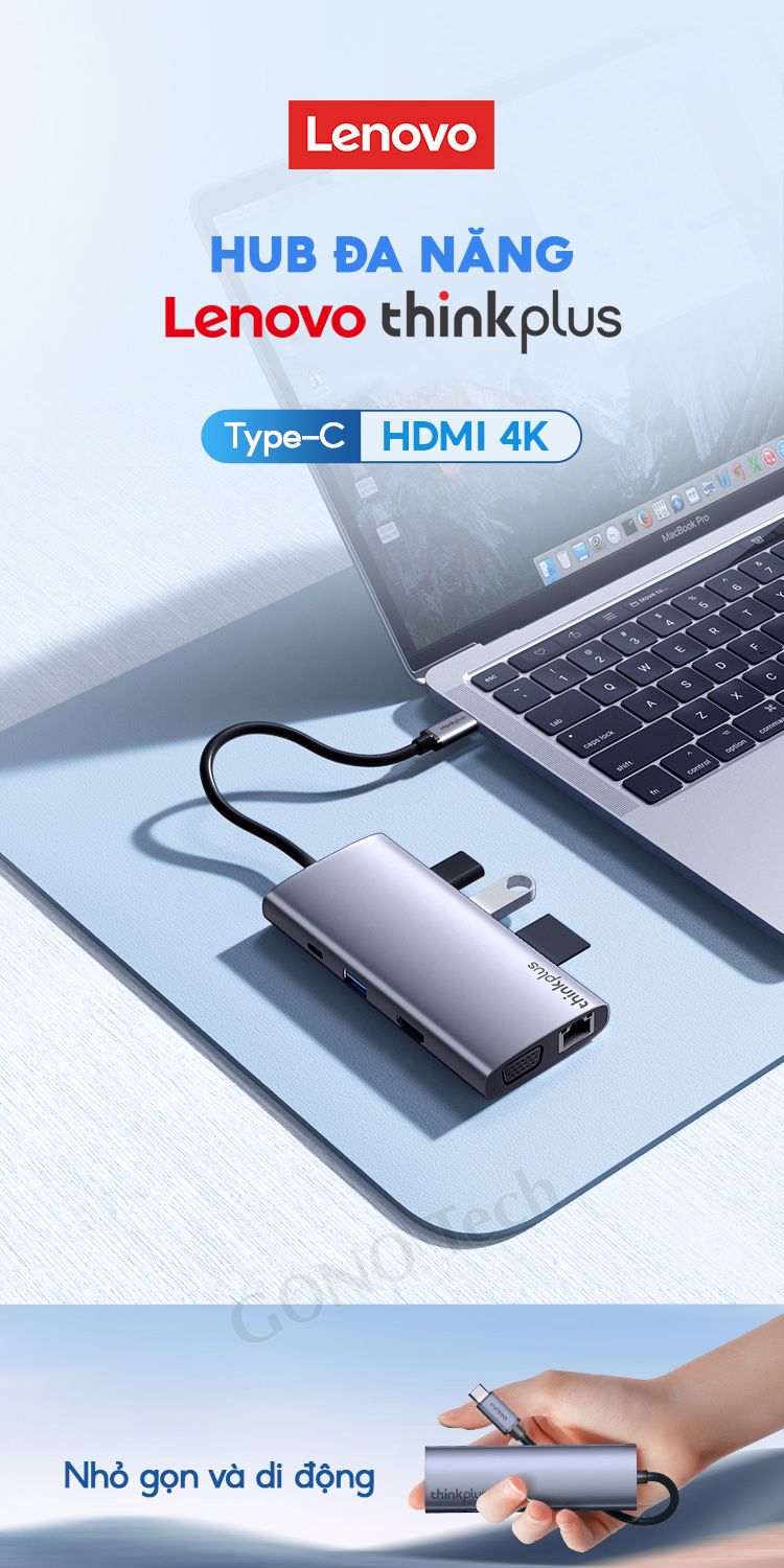 Hub Type C Lenovo Thinkplus | Chuyển USB-C to HDMI 4K PD 100W RJ45 SD ...