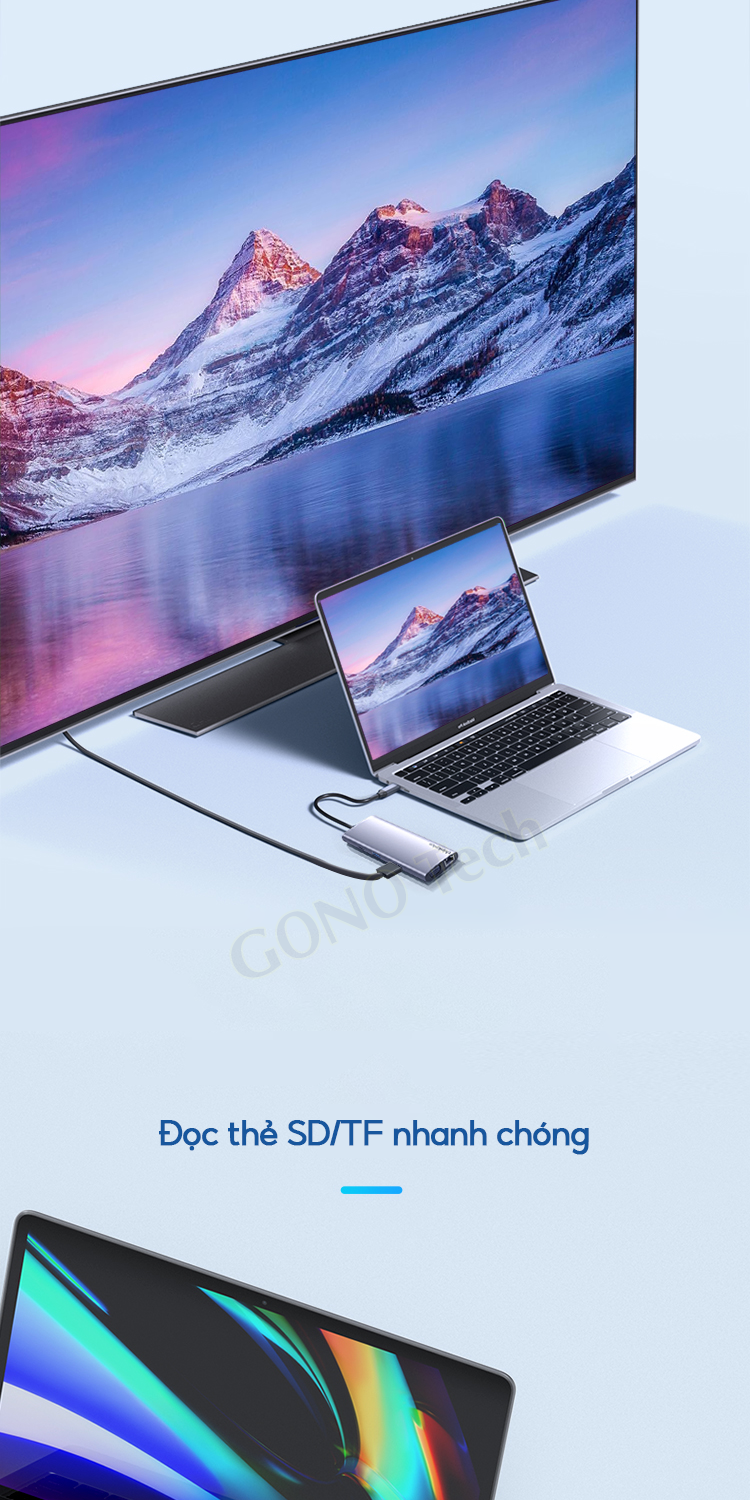 Hub Type C Lenovo Thinkplus | Chuyển USB-C to HDMI 4K PD 100W RJ45 SD ...