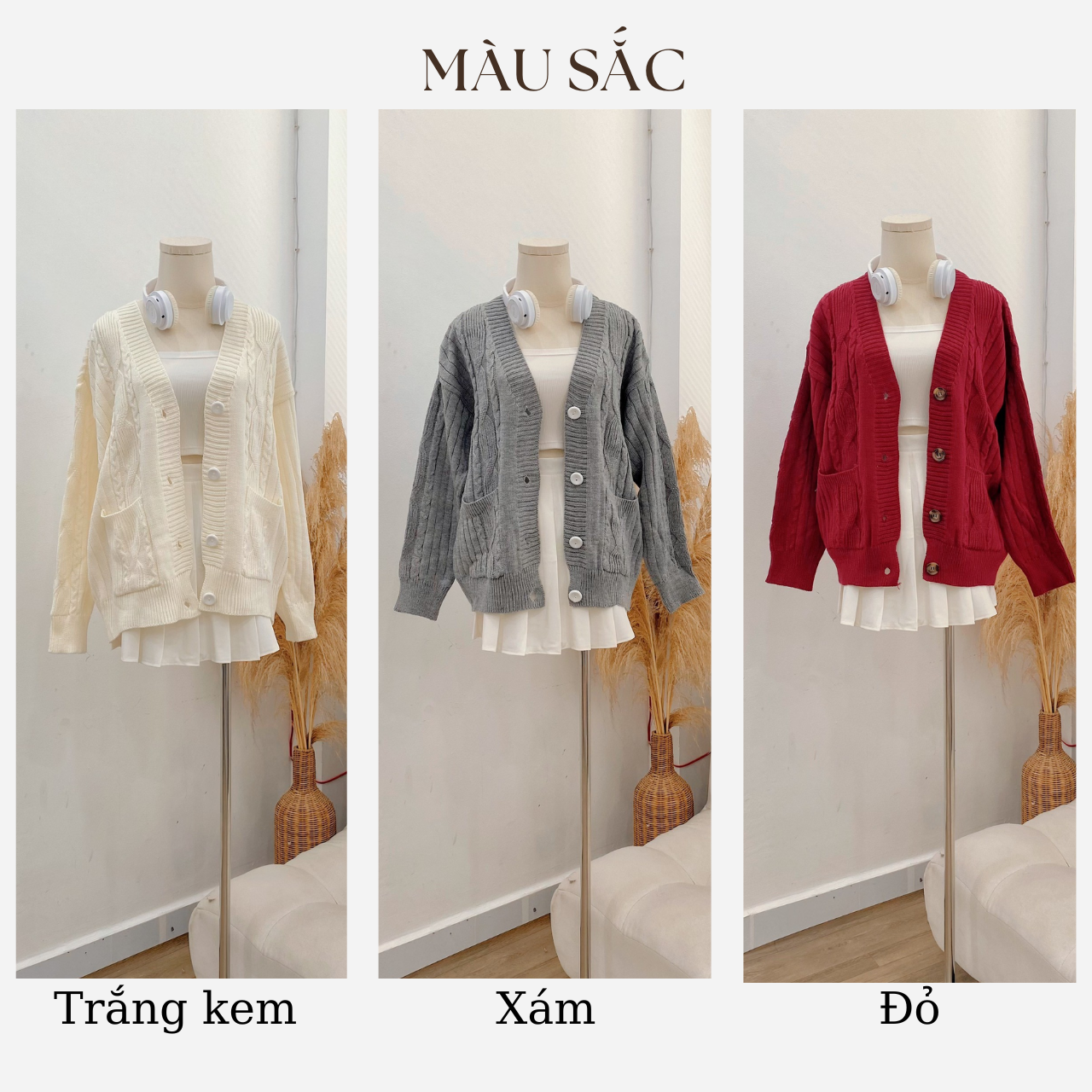 Áo Khoác Cardigan Len Thừng Phối Túi Trước Chất Len Dày Phong Cách Hàn ...