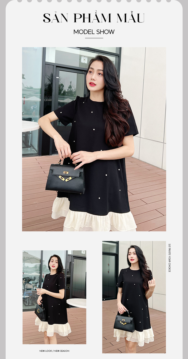 Đầm Suông Đuôi Cá MICHI House Váy Xuông Cổ Tròn Đính Đá Bigsize V712 | Shopee Việt Nam