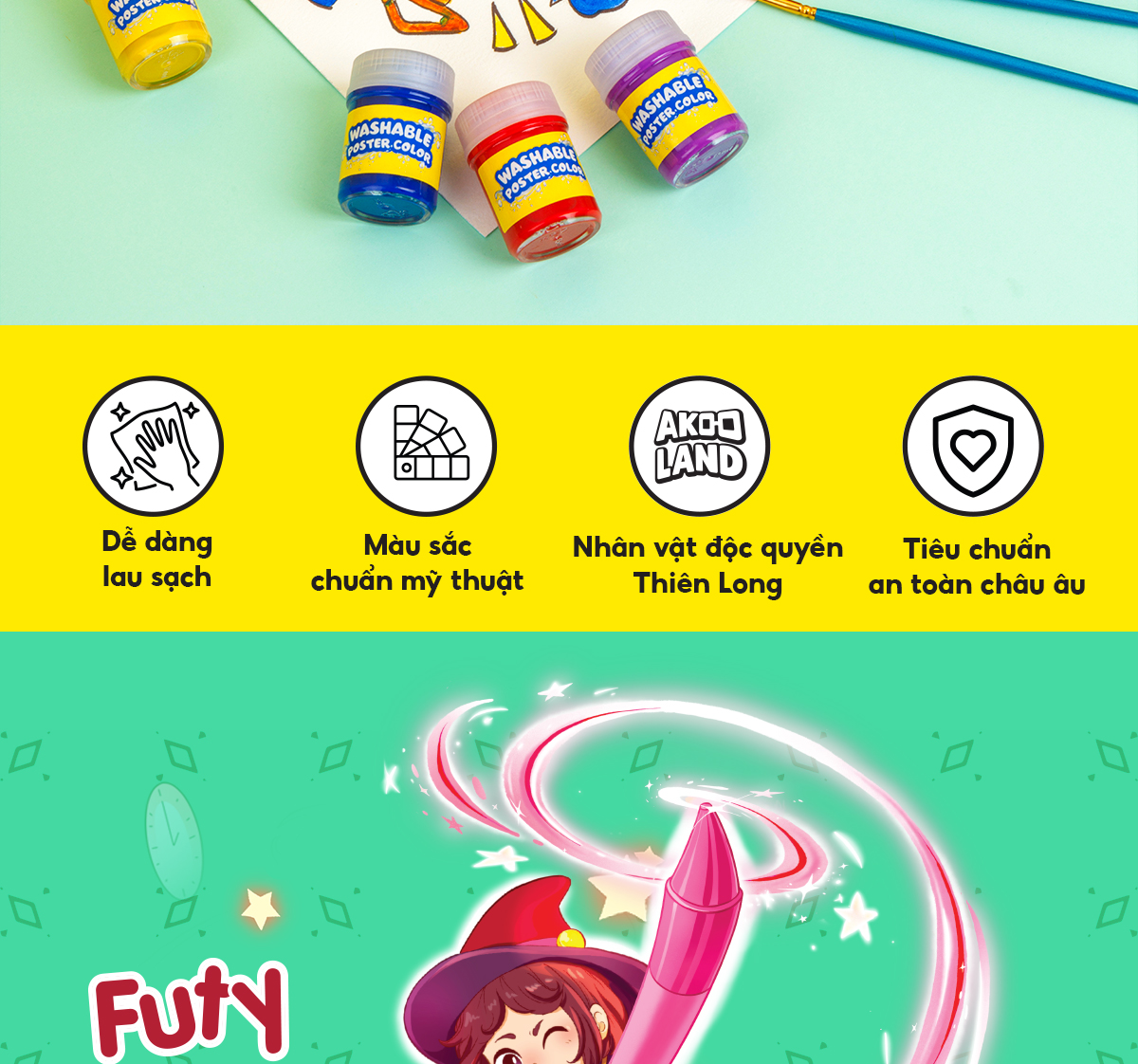 Hộp 6/12 màu nước rửa được - Washable Poster Color Thiên Long Colokit ...