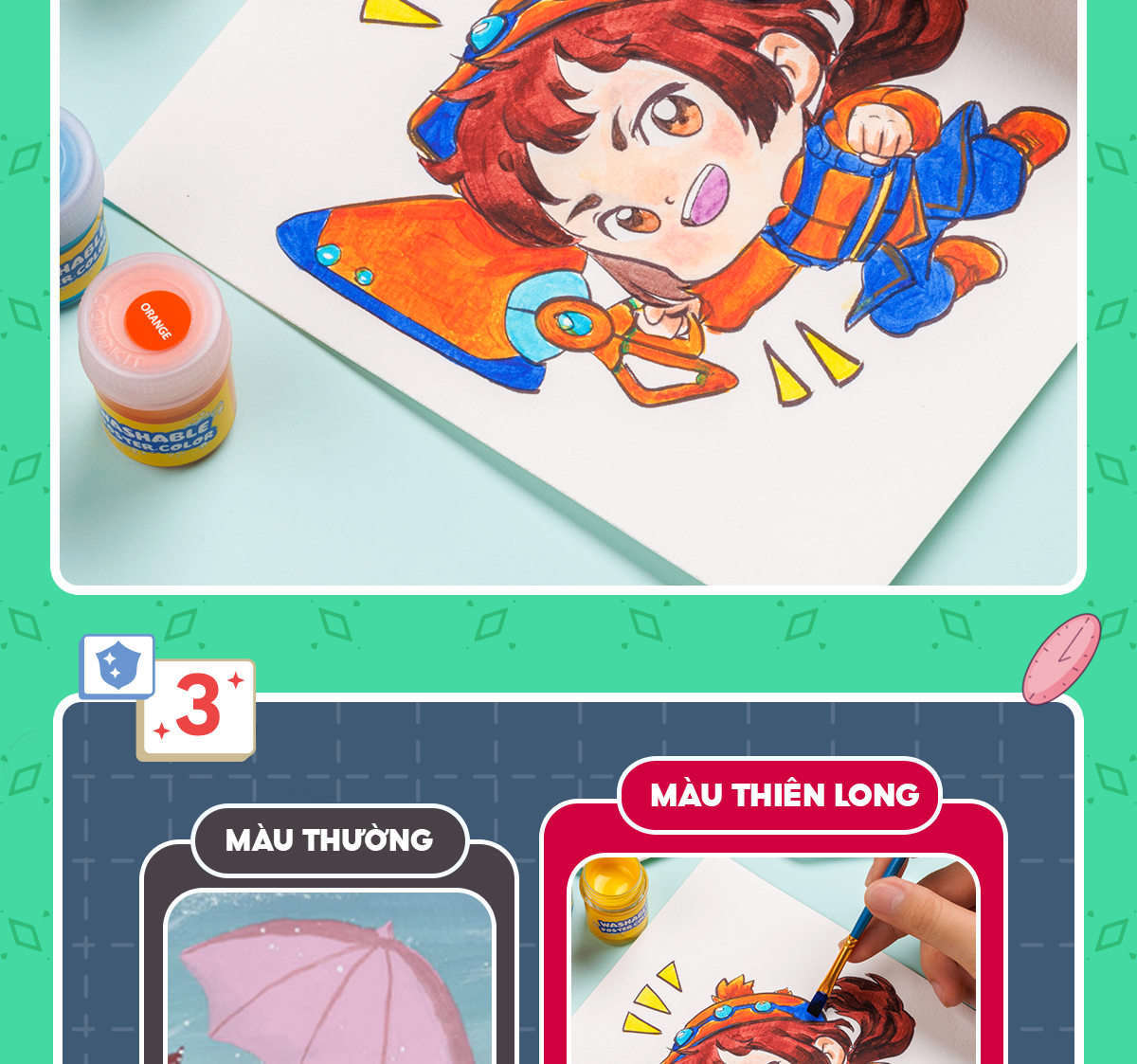 Hộp 6/12 màu nước rửa được - Washable Poster Color Thiên Long Colokit ...