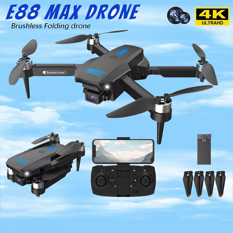 Máy Bay Flycam E88 Max，Drone camera trang bị camera kép 4k,Lai Cam Điều ...