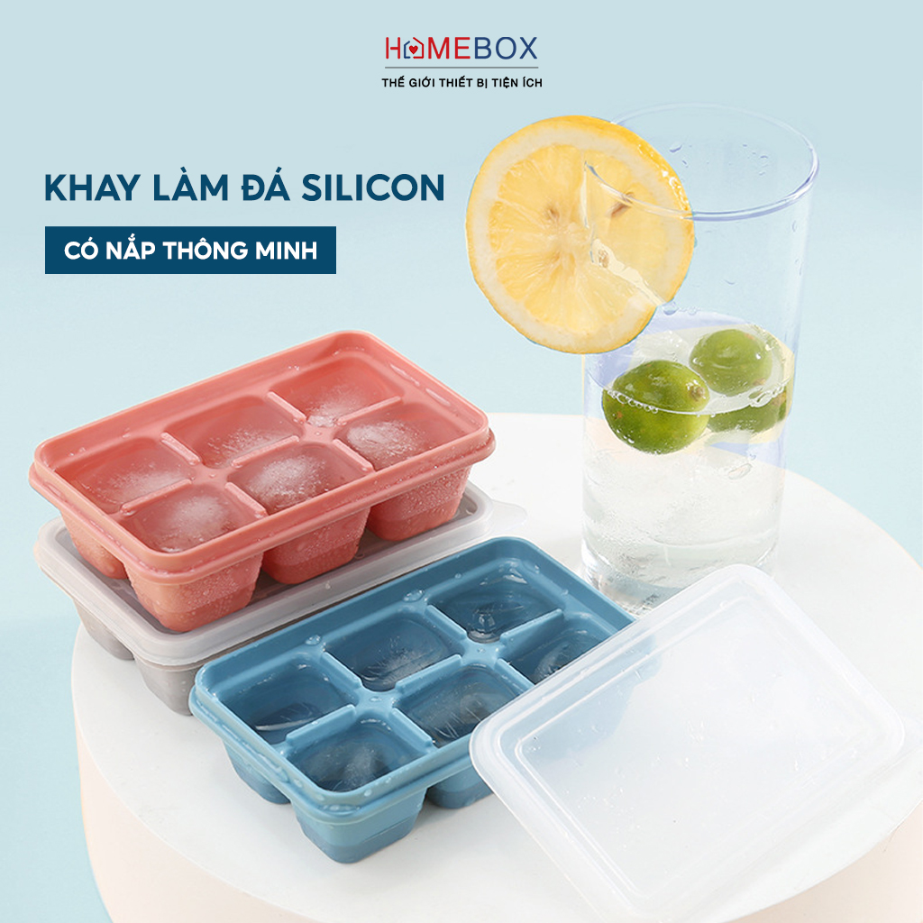 Khay Làm Đá Silicon Có Nắp Đậy Giúp Chống Mùi Tủ Lạnh, Khuôn Làm Đá ...