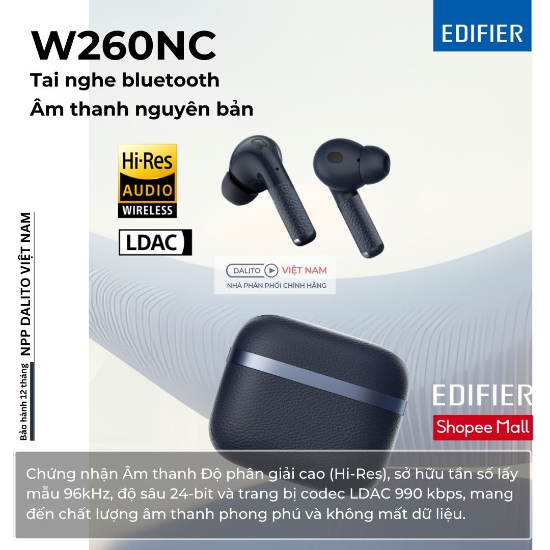 Tai nghe Edifier W260NC bluetooth v5.3 | Chống ồn chủ động mức cao ...