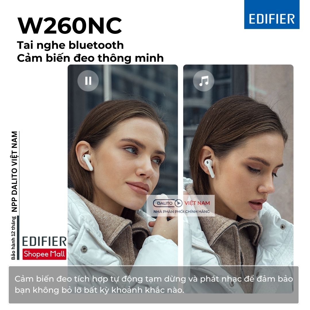 Tai nghe Edifier W260NC bluetooth v5.3 | Chống ồn chủ động mức cao ...
