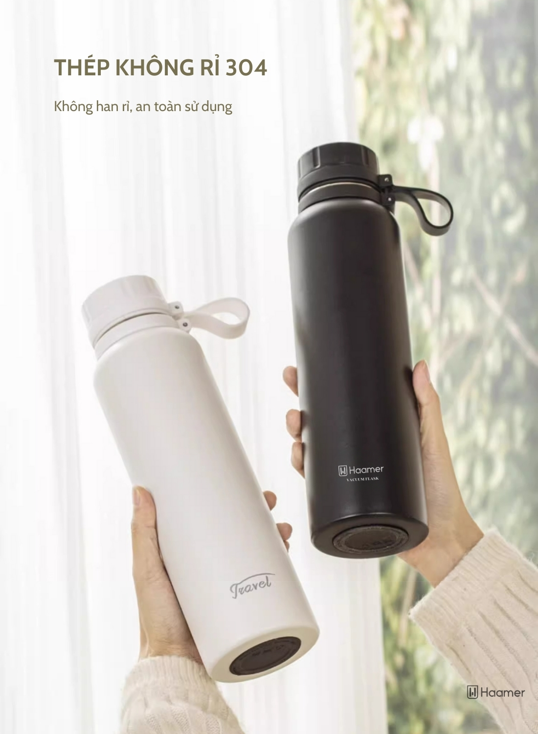 Bình Giữ Nhiệt Haamer x Travel Inox 304 An Toàn Thực Phẩm, Ly Giữ Nhiệt Lâu 8-12h, 650ML 850ML ...