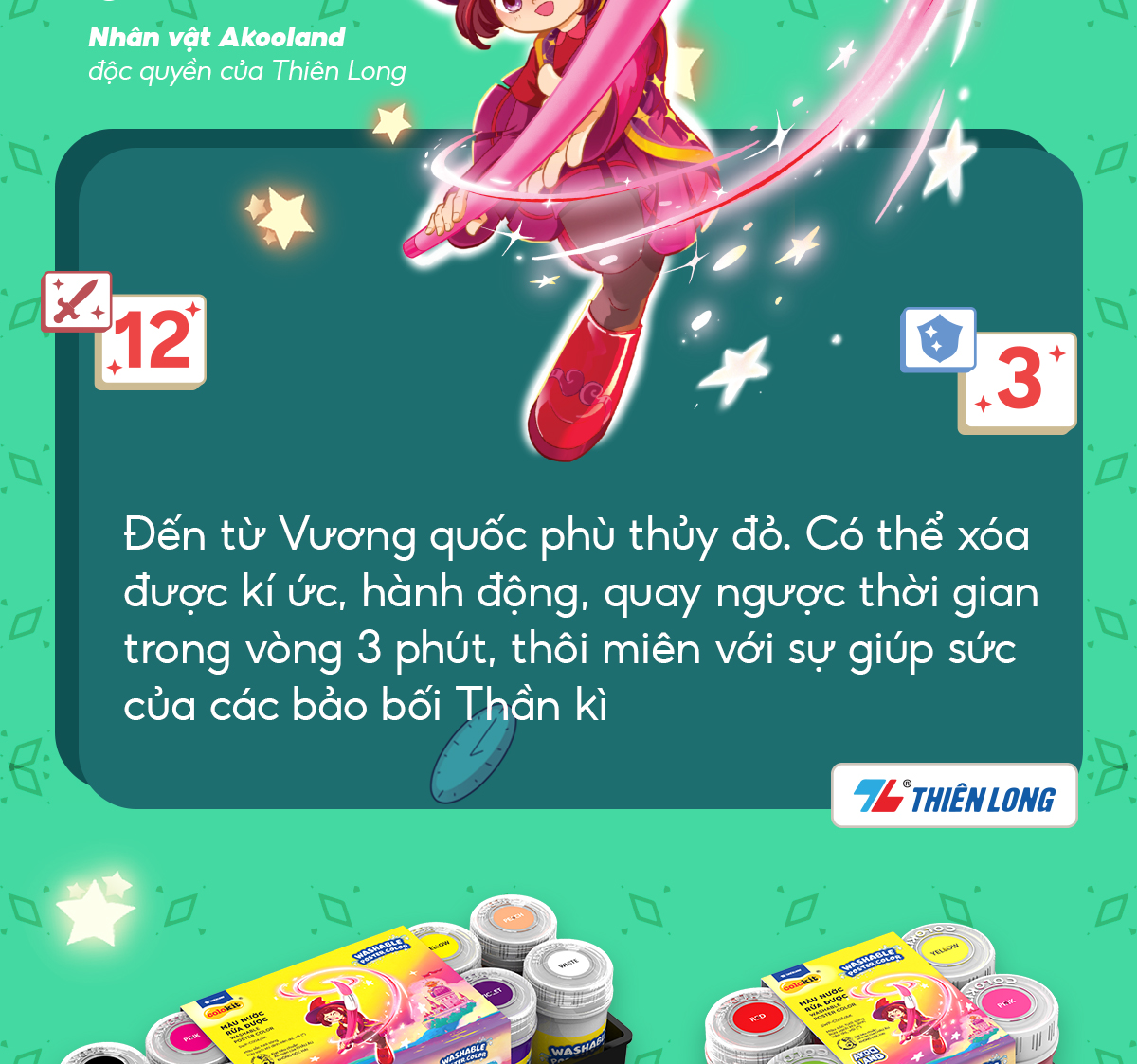 Hộp 6/12 màu nước rửa được - Washable Poster Color Thiên Long Colokit ...