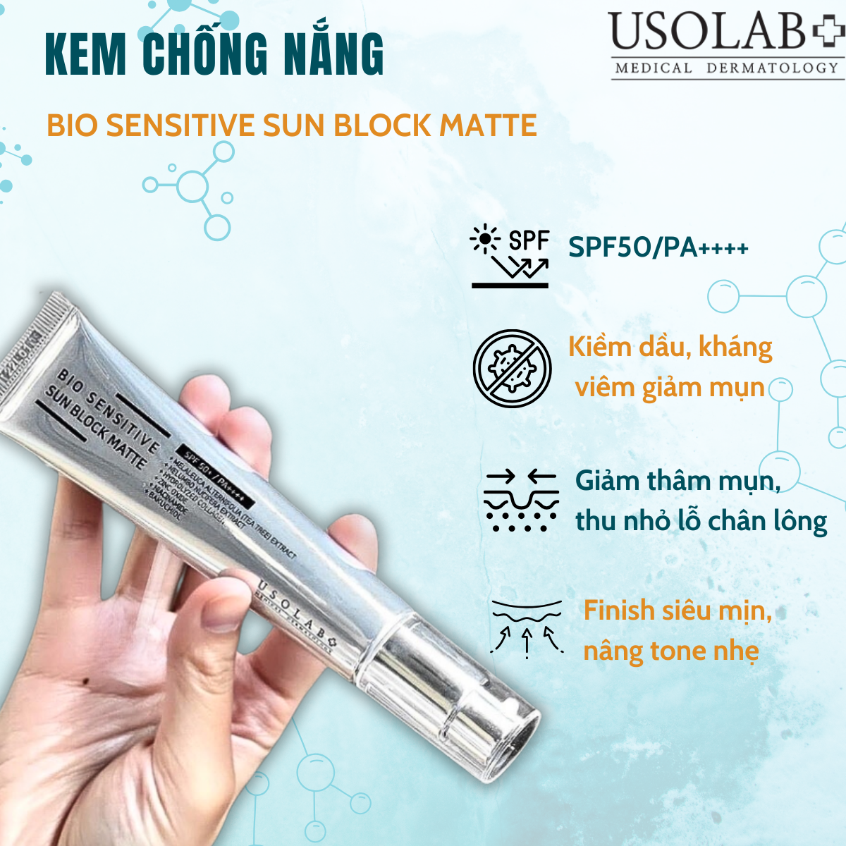 Kem chống nắng mặt cho da dầu mụn USOLAB Bio Sensitive Sun Block Matte ...
