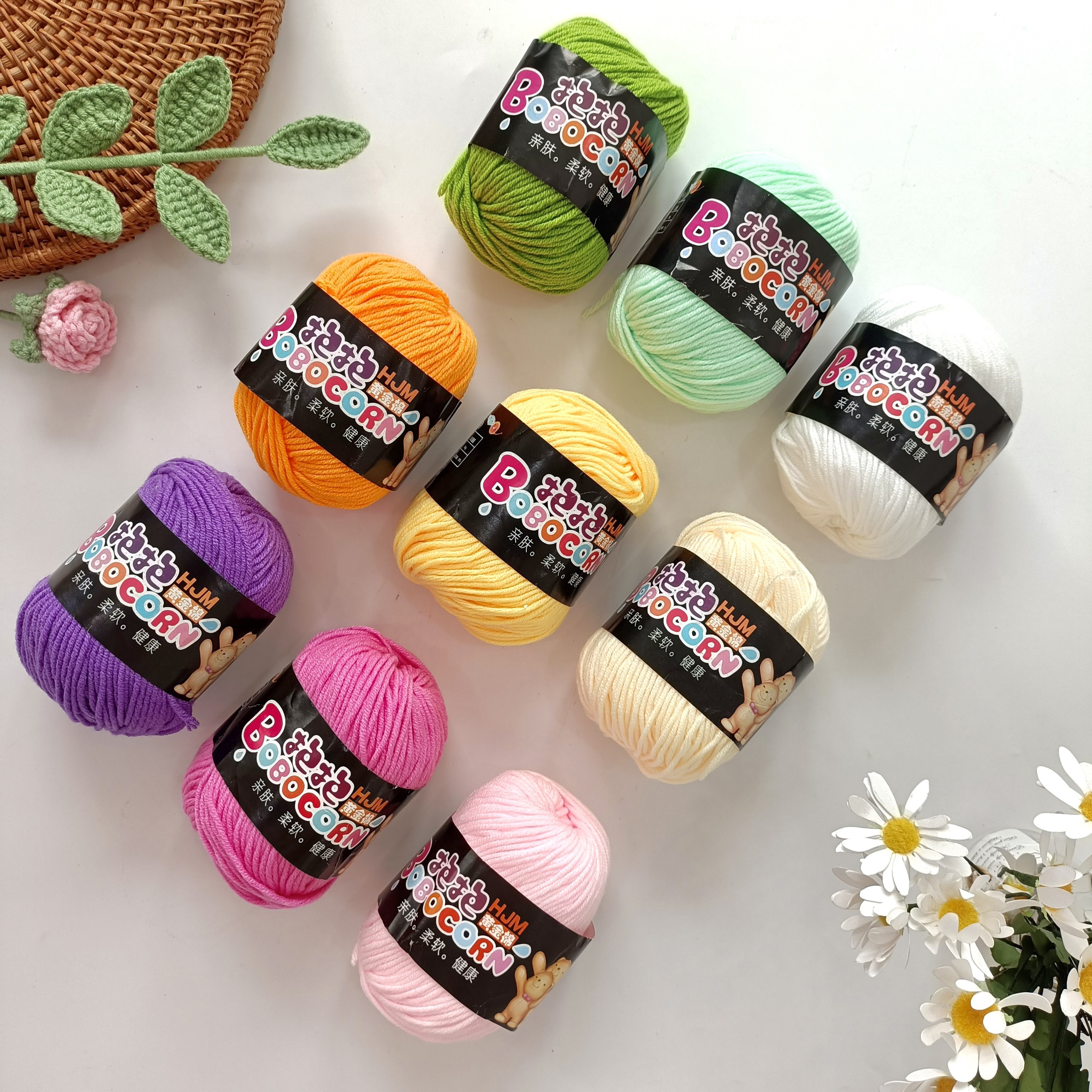 Len Milk Cotton LYLYCRAFT Cuộn Len BoBo 50g Sợi 2mm Sử Dụng Để Đan Móc ...