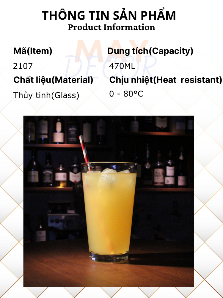 Ly thủy tinh highball trụ trơn 470ml, Cốc thủy tinh chịu nhiệt dùng để ...