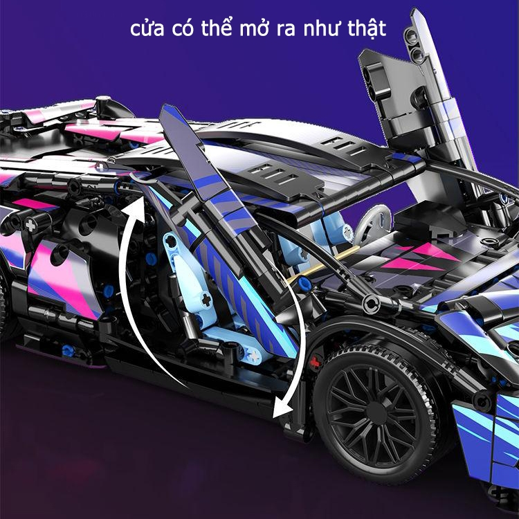 [Bản cao cấp] Mô hình lắp ráp siêu xe Ô tô Lambo Cyberpunk Lam tỉ lệ 1: ...