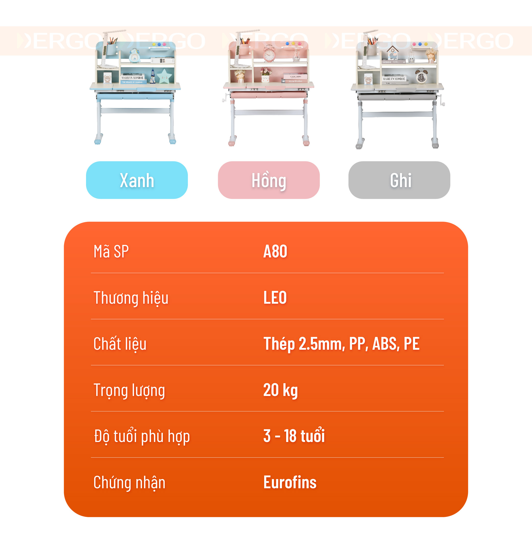 [Quà + Voucher 500K] Bộ Bàn Học Chống Gù Chống Cận DERGO LEO A80 - C2D ...