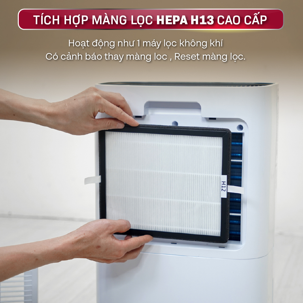 Máy hút ẩm 25L/ngày lọc không khí 50m2 kết nối Wifi Fujihome Nhập Khẩu công nghệ máy nén Block ...