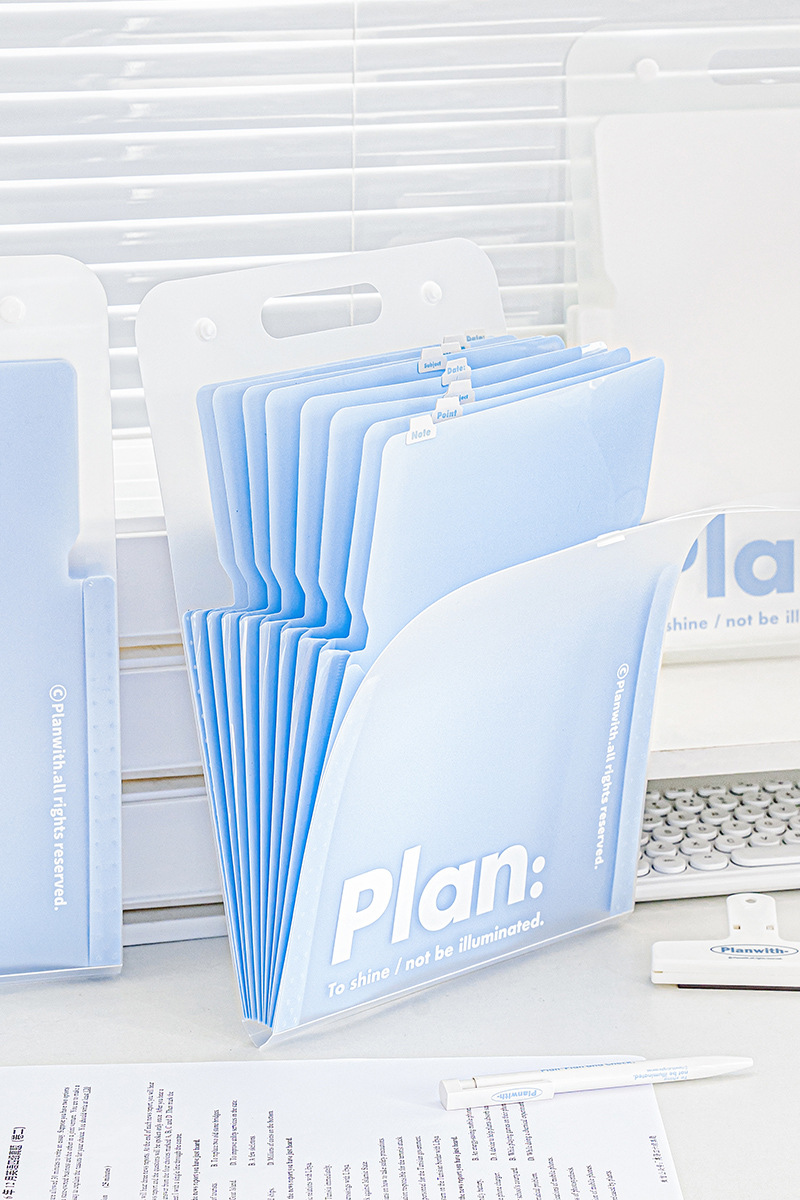 Tập Đựng A4 Tài Liệu/ Hồ Sơ 8 Ngăn Planwith Có Nút Gài & Quai Xách Chống Nước Tặng Kèm Stickers ...