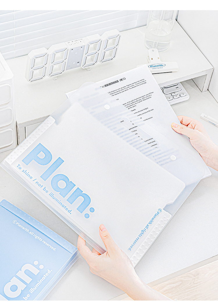Tập Đựng A4 Tài Liệu/ Hồ Sơ 8 Ngăn Planwith Có Nút Gài & Quai Xách Chống Nước Tặng Kèm Stickers ...