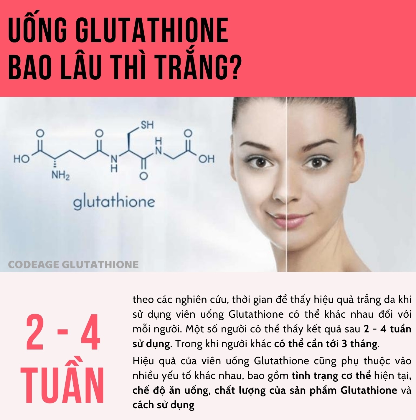 Viên uống hỗ trợ giảm sạm nám da, trắng da đều màu CODEAGE GLUTATHIONE ...