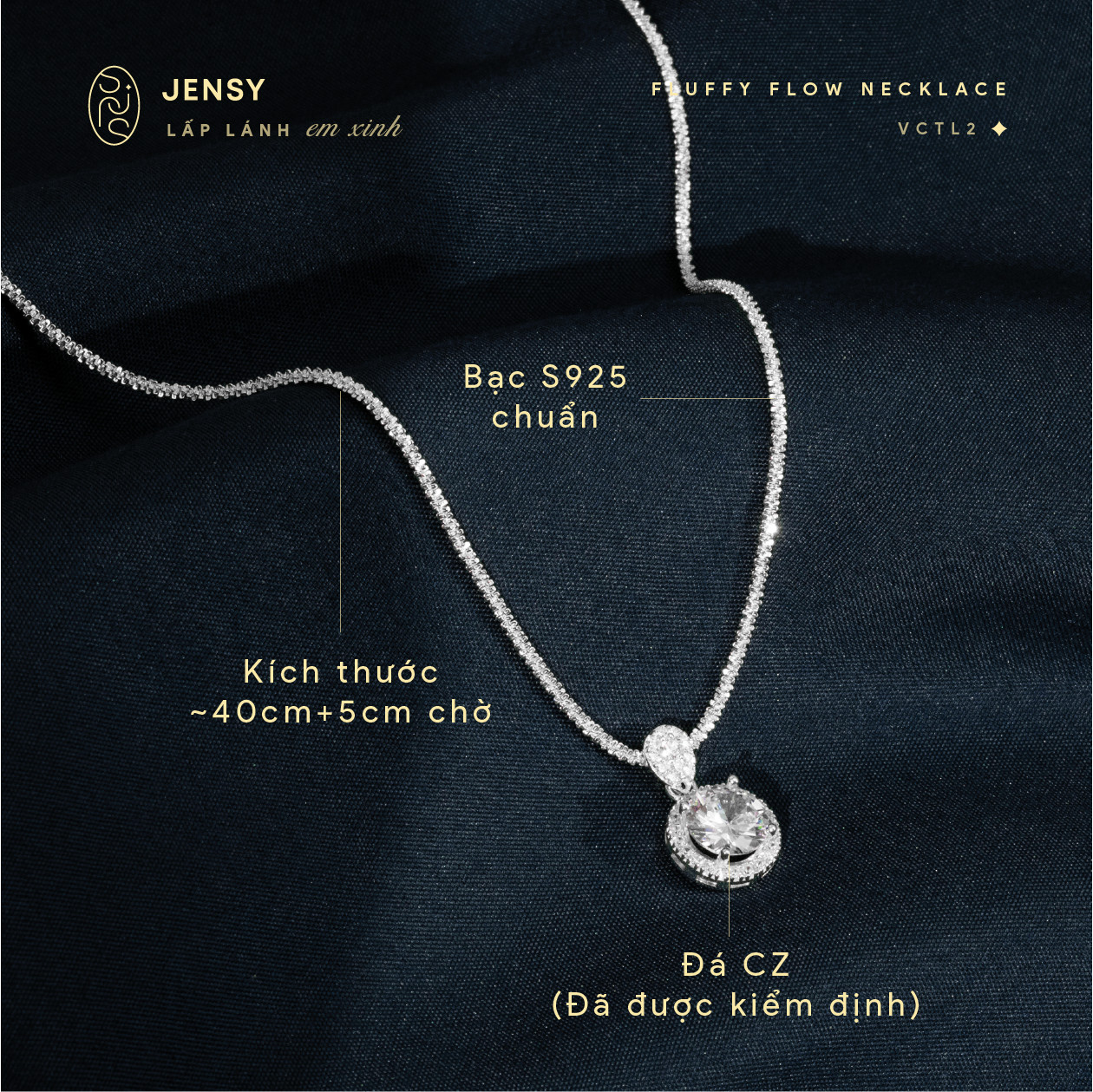Dây Chuyền Bạc Nữ Cao Cấp JENSY Dây Xù Đính Đá Kiểm Định GIV "Fluffy ...