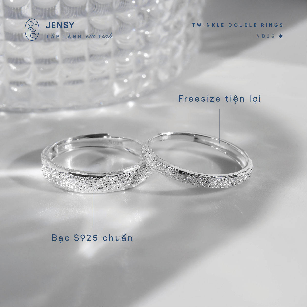 Nhẫn Đôi Bạc S925 Cao Cấp JENSY Twinkle Couple Rings NDJ5, Nhẫn Cặp Đôi ...