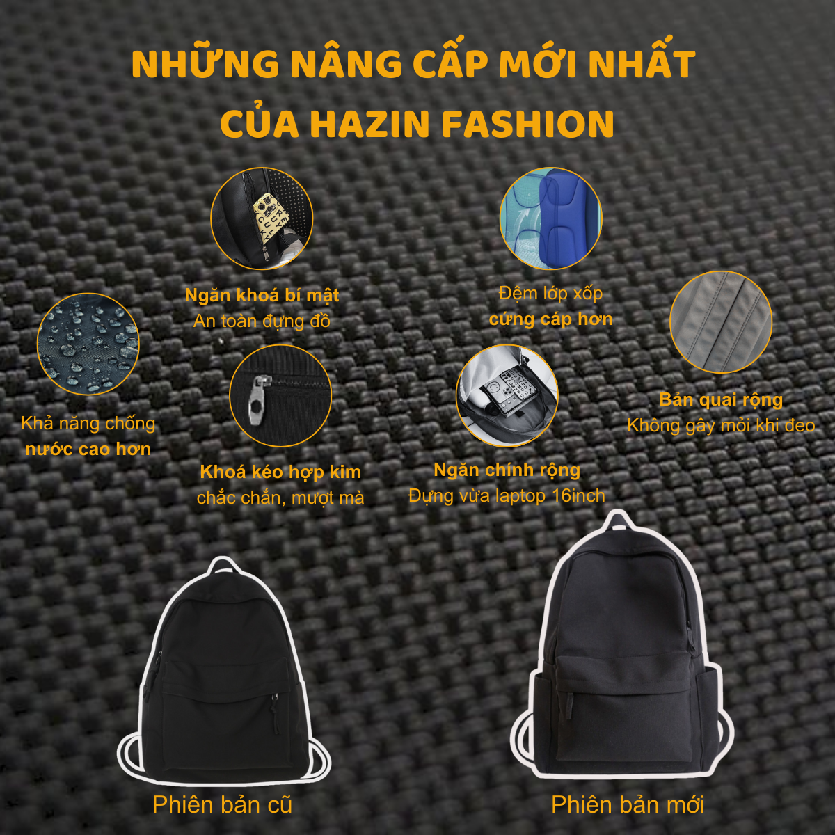 Balo trơn basic đi học HAZIN chống thấm nước đựng vừa laptop 16 inch ...
