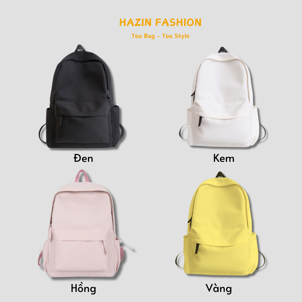 Balo trơn basic đi học HAZIN chống thấm nước đựng vừa laptop 16 inch ...