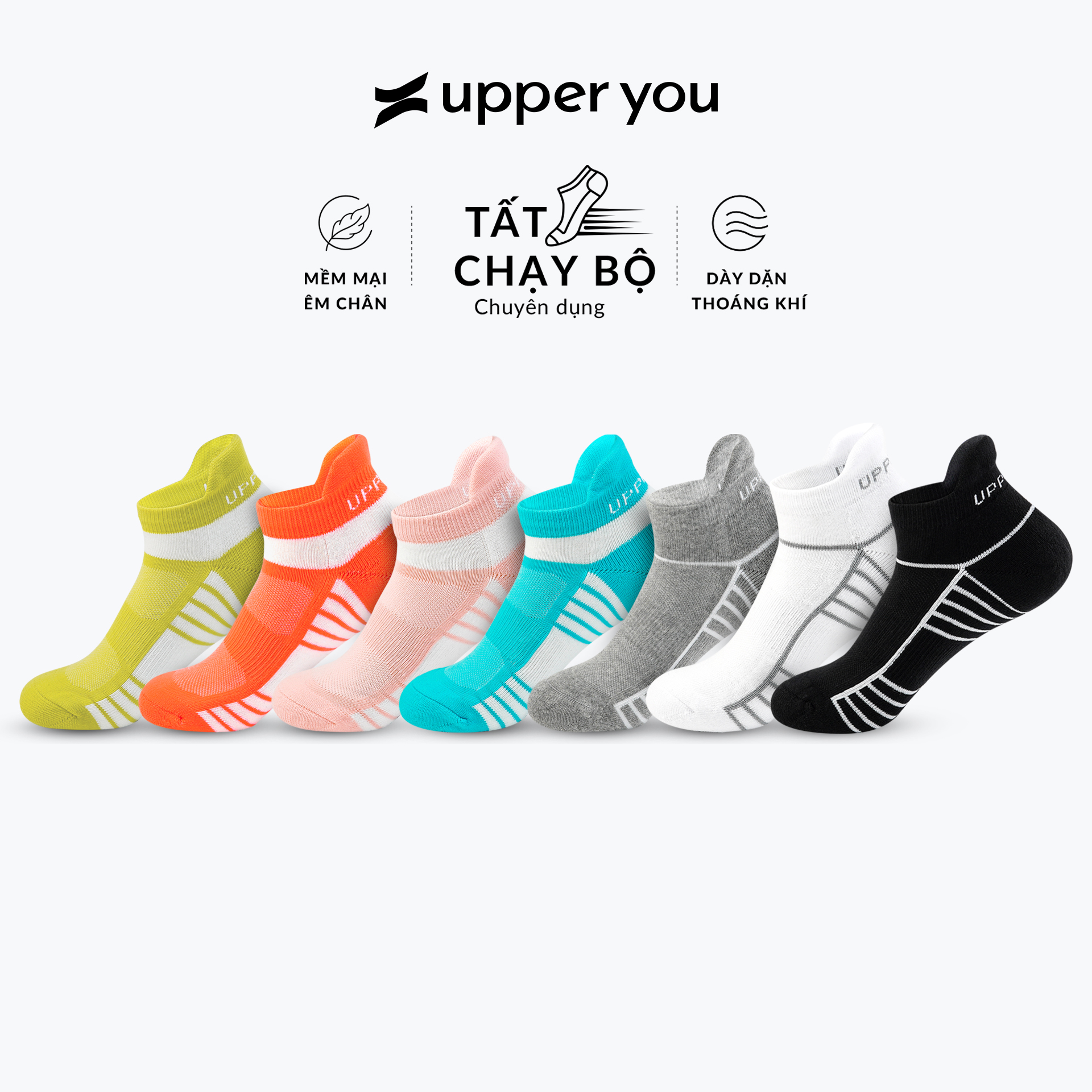 [Set 3 Đôi]Tất Vớ Chạy Bộ 3 - 21 Km Nam Nữ UPPER YOU Dày Dặn Thấm Hút ...