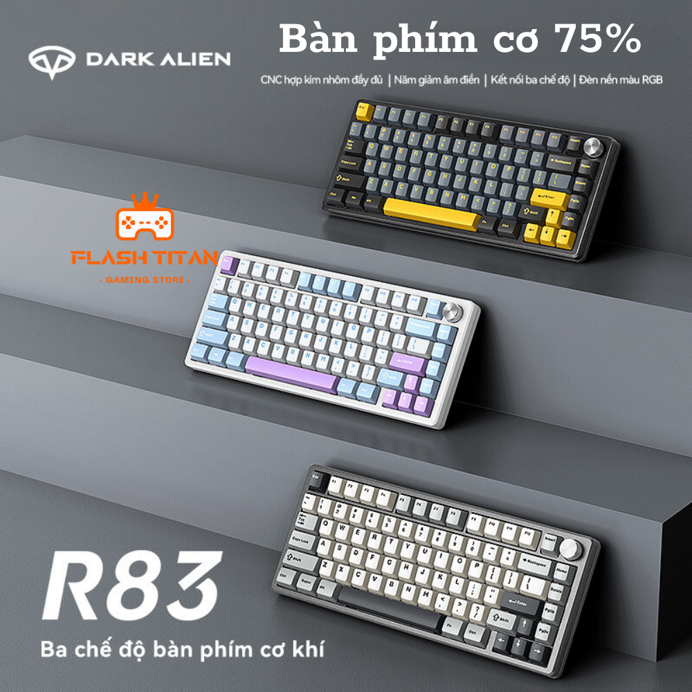 Bàn Phím Cơ Không Dây Dark Alien R83 - Led Mạch Xuôi - Keycap PBT Double shot - Full Foam ...