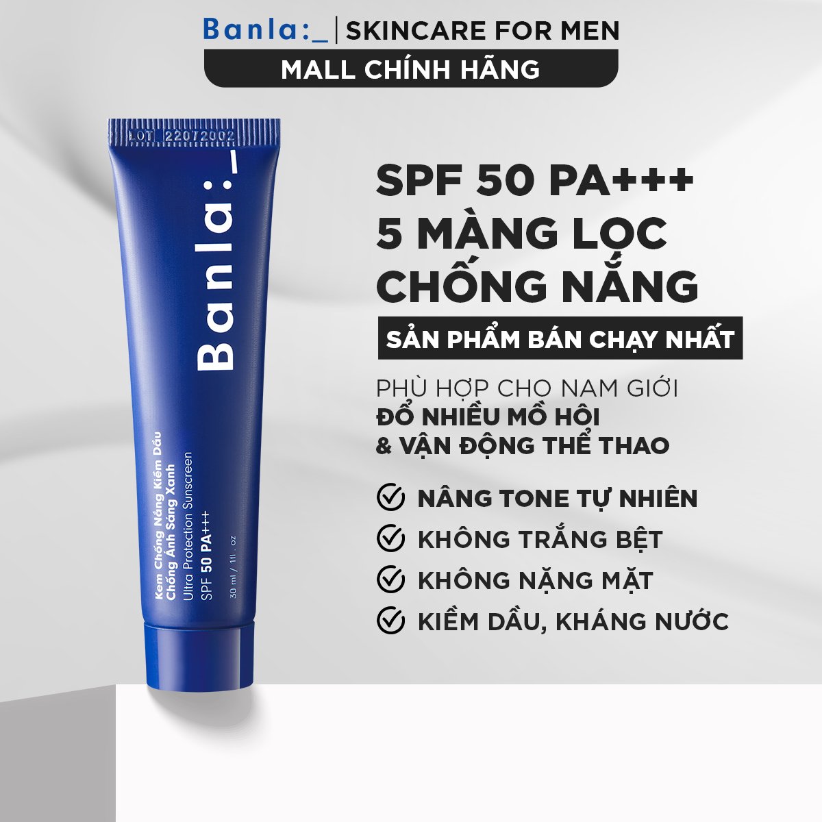 Kem Chống Nắng Cho Nam Kiềm Dầu Chống Ánh Sáng Xanh Banla Ultra ...