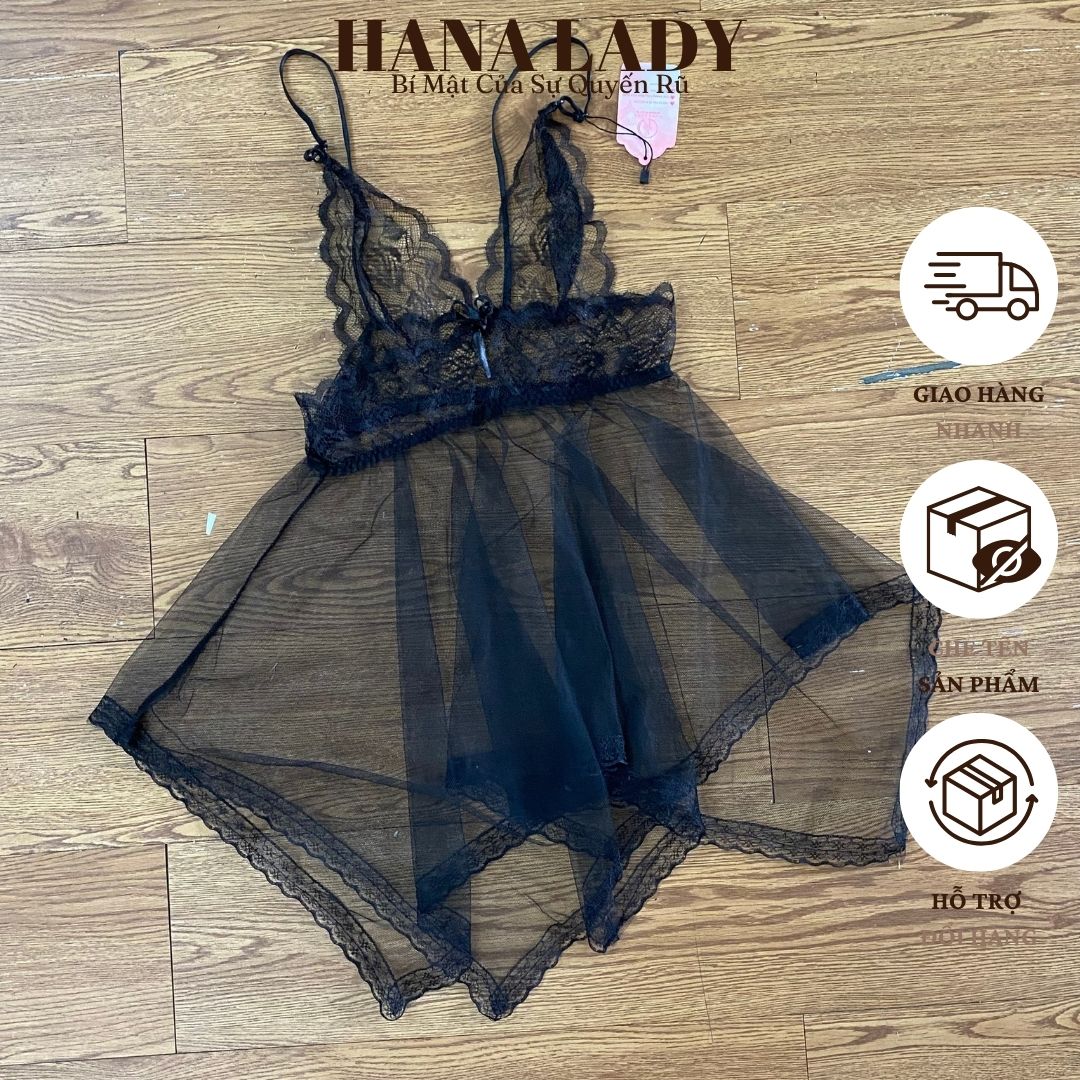 Váy ngủ 2 dây có bigsize, đồ ngủ sexy gợi cảm siêu mỏng xuyên thấu ...