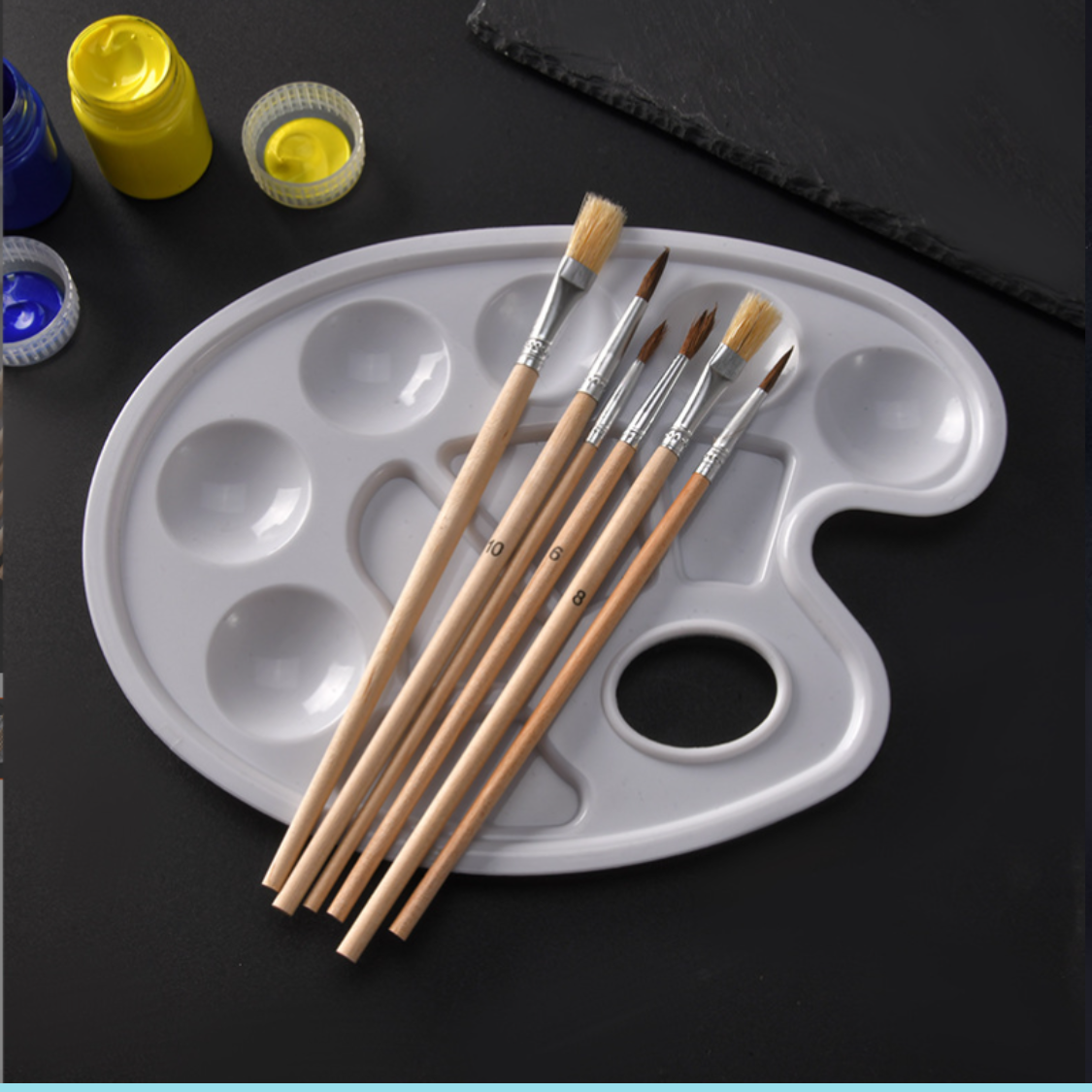 Set khay pha màu và bộ 6 cọ vẽ. Combo palette pha màu và 6 cọ vẽ tiện ...