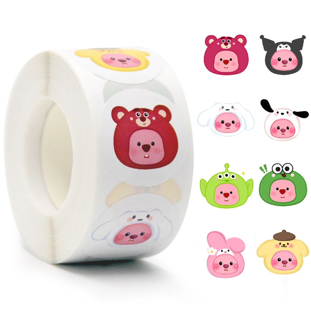 Cuộn 500 sticker loopy hình nhân vật hải ly dễ thương tem niêm phong ...