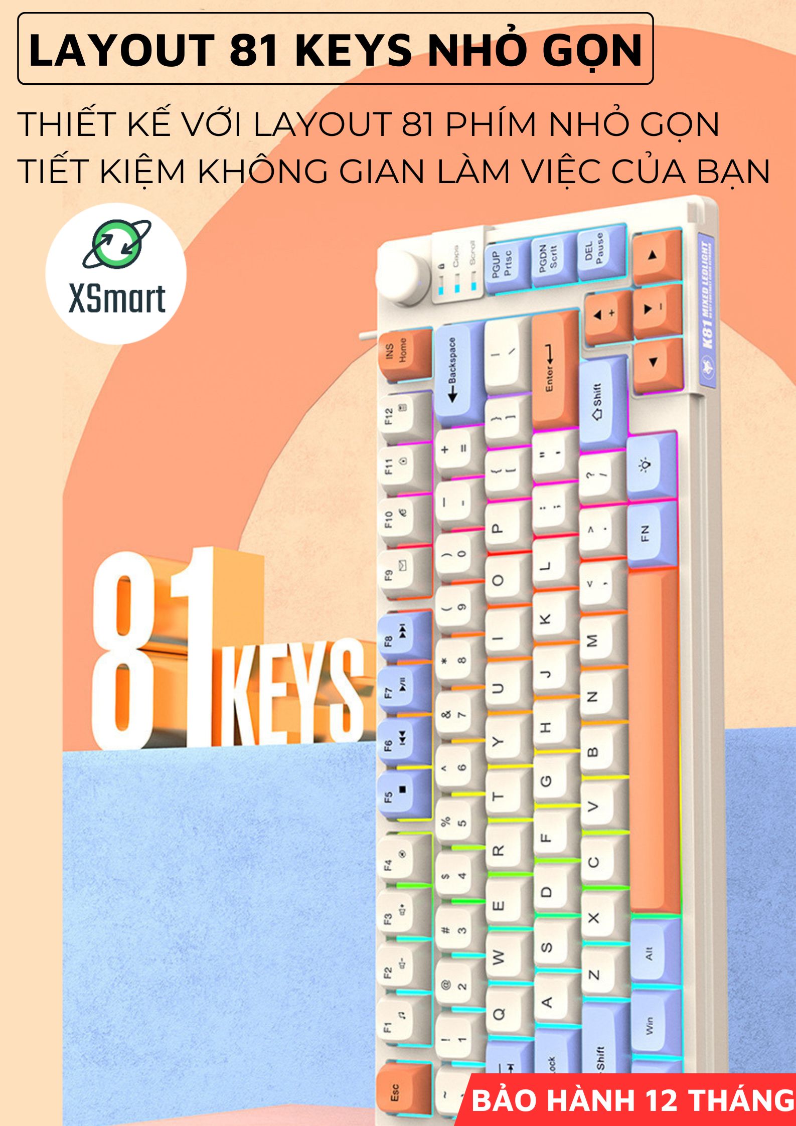 Bàn Phím Gaming Cao Cấp XunFox K81 LED 7 Màu Hiệu Ứng Đèn Thở, Phím ABS ...