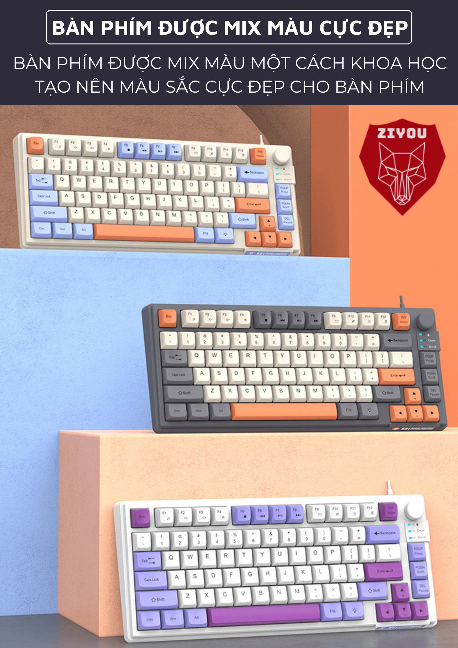 Bàn Phím Giả Cơ Gaming Ziyou XunFox K81 Full LED Thiết Kế Công Thái Học ...