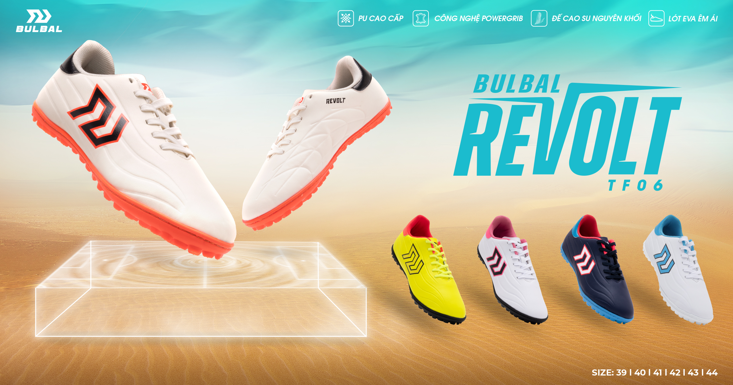 Giày Bóng Đá Cỏ Nhân Tạo Bulbal Revolt TF06, Chất Liệu PU Da Simili Cao Cấp, Đường May Chắc Chắn ...