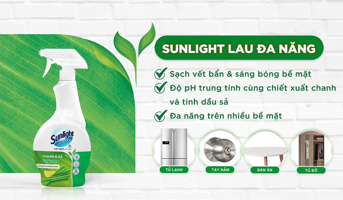 Combo 2 Nước lau đa năng Sunlight Chanh & Sả|Phiên bản nâng cấp từ Cif ...