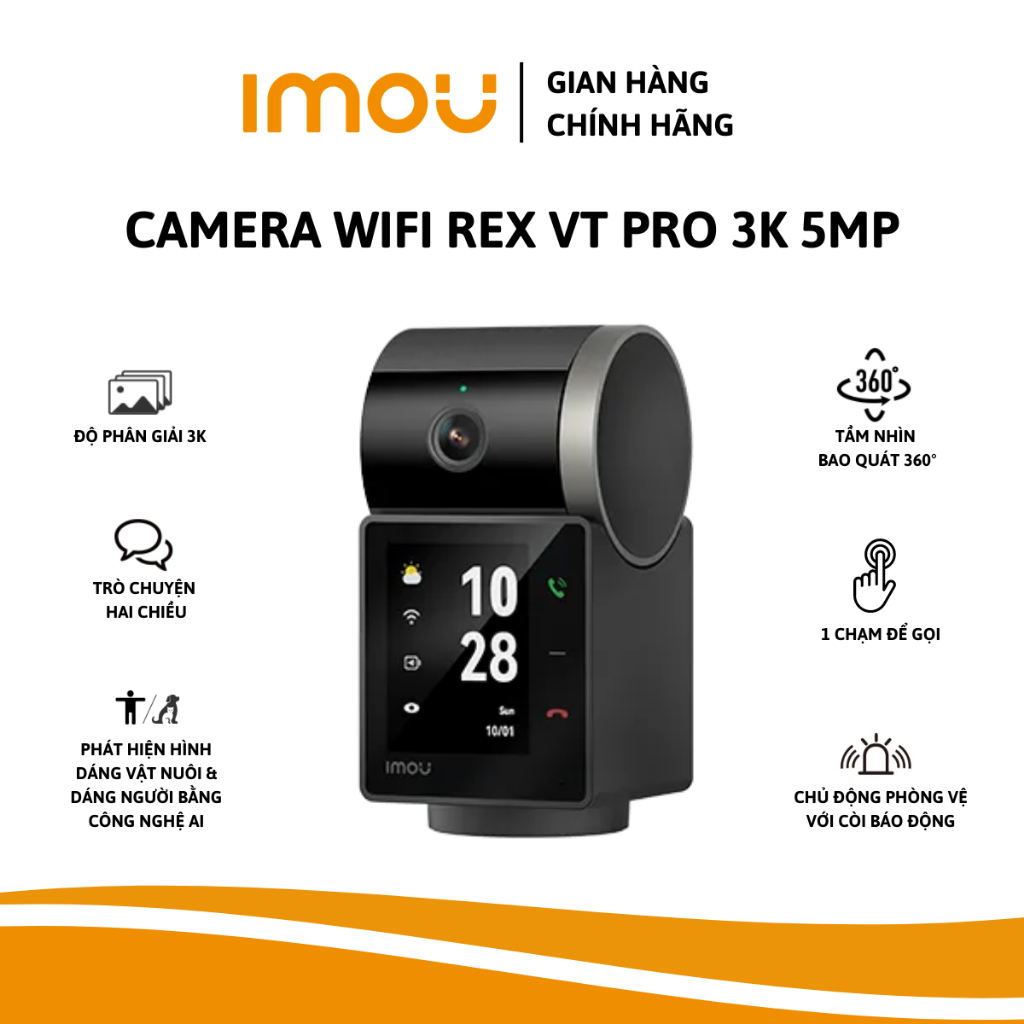 Camera dùng pin IMOU Rex VT Pro 3K, gọi điện 2 chiều, có màn hình, quay ...