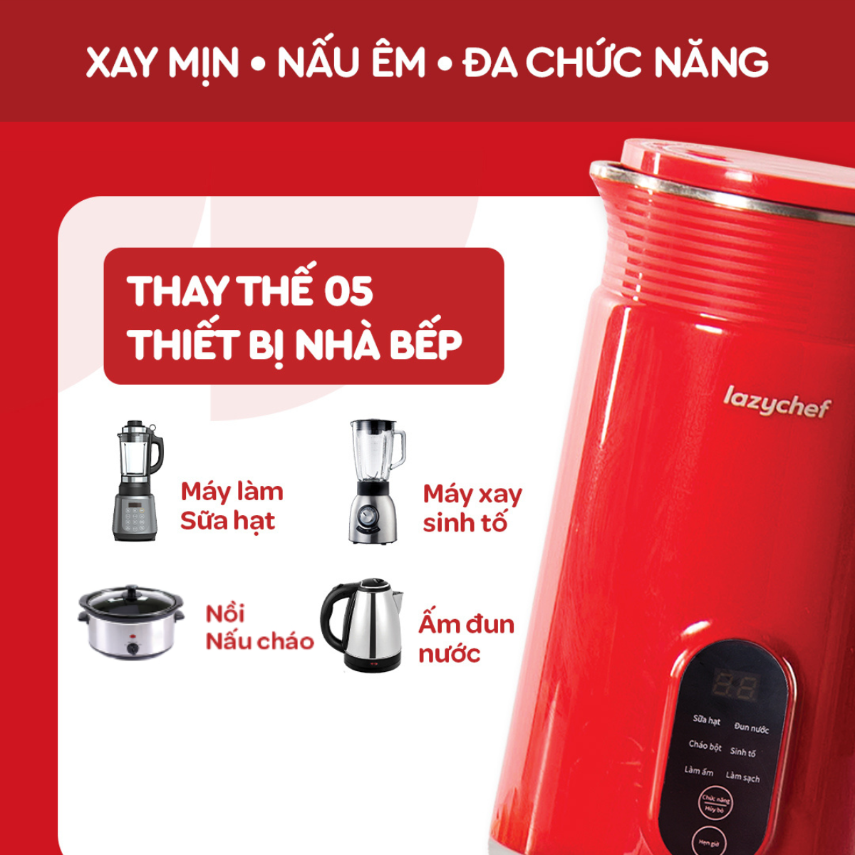 Máy Làm Sữa Hạt Lazychef - Máy Xay Nấu Đa Năng - Máy Xay Sinh Tố ...