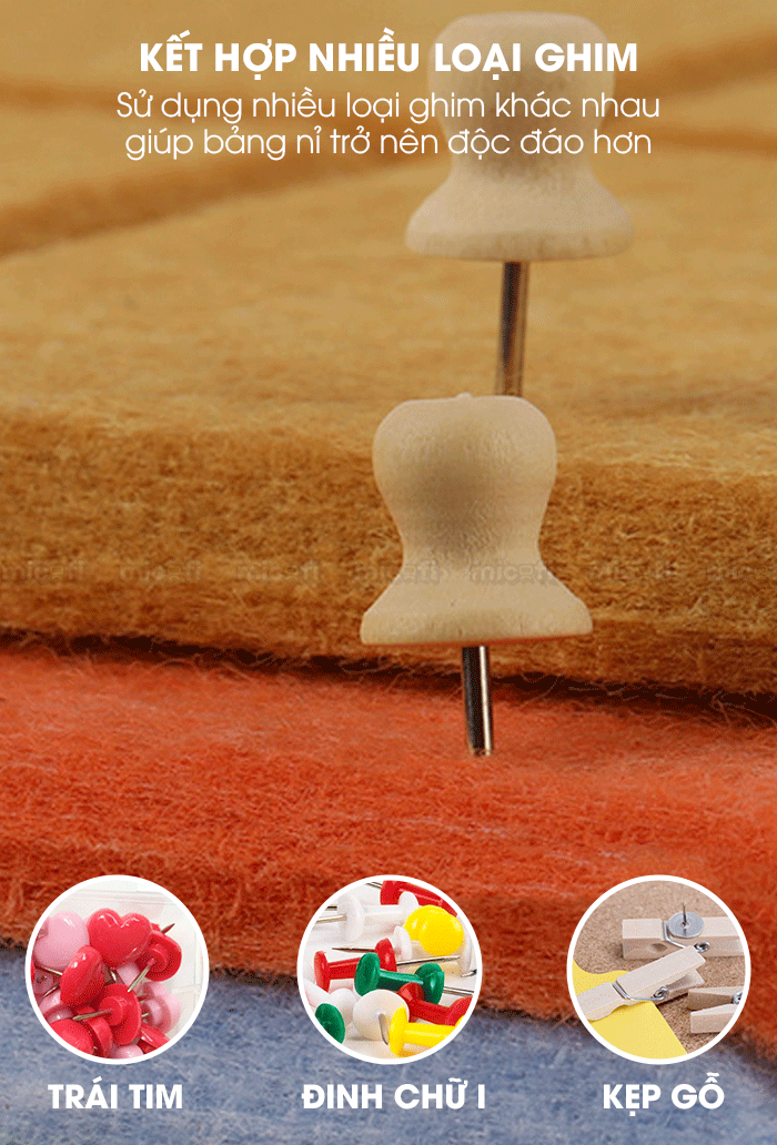 Miếng Dán Tường Micofi, Tấm Bảng Ghim Decor Tường, Bảng Ghim Nỉ Trang ...