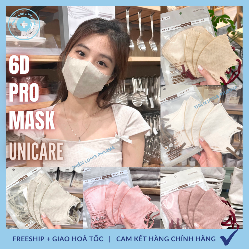 [COMBO 200 Chiếc] Khẩu trang 6D UNICARE Pro Mask Airfit 3 lớp kháng khuẩn kiểu dáng thời trang ...