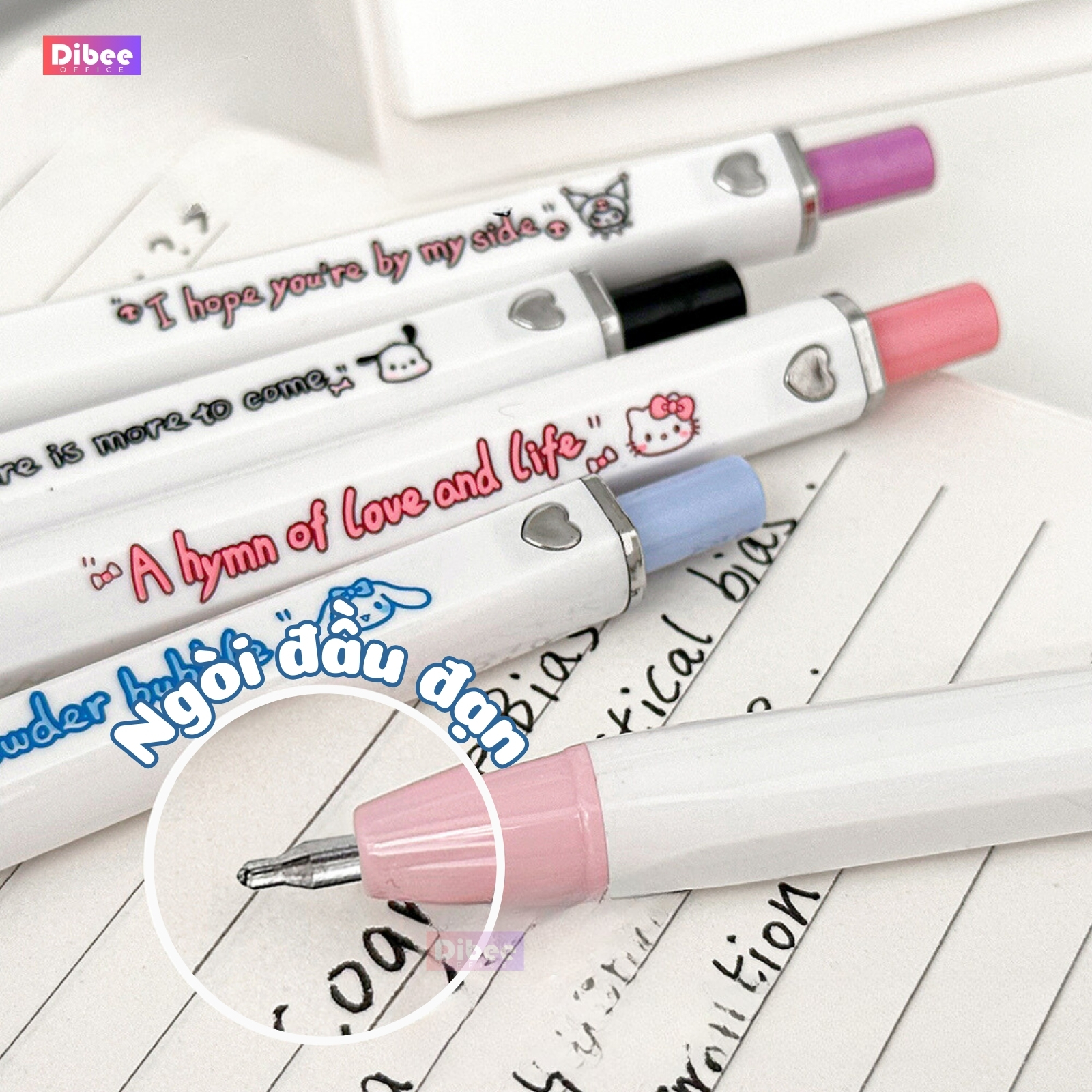 Bút gel DiBee nhanh khô mực đen ngòi 0.5mm họa tiết hoạt hình dễ thương cho học sinh, văn phòng ...
