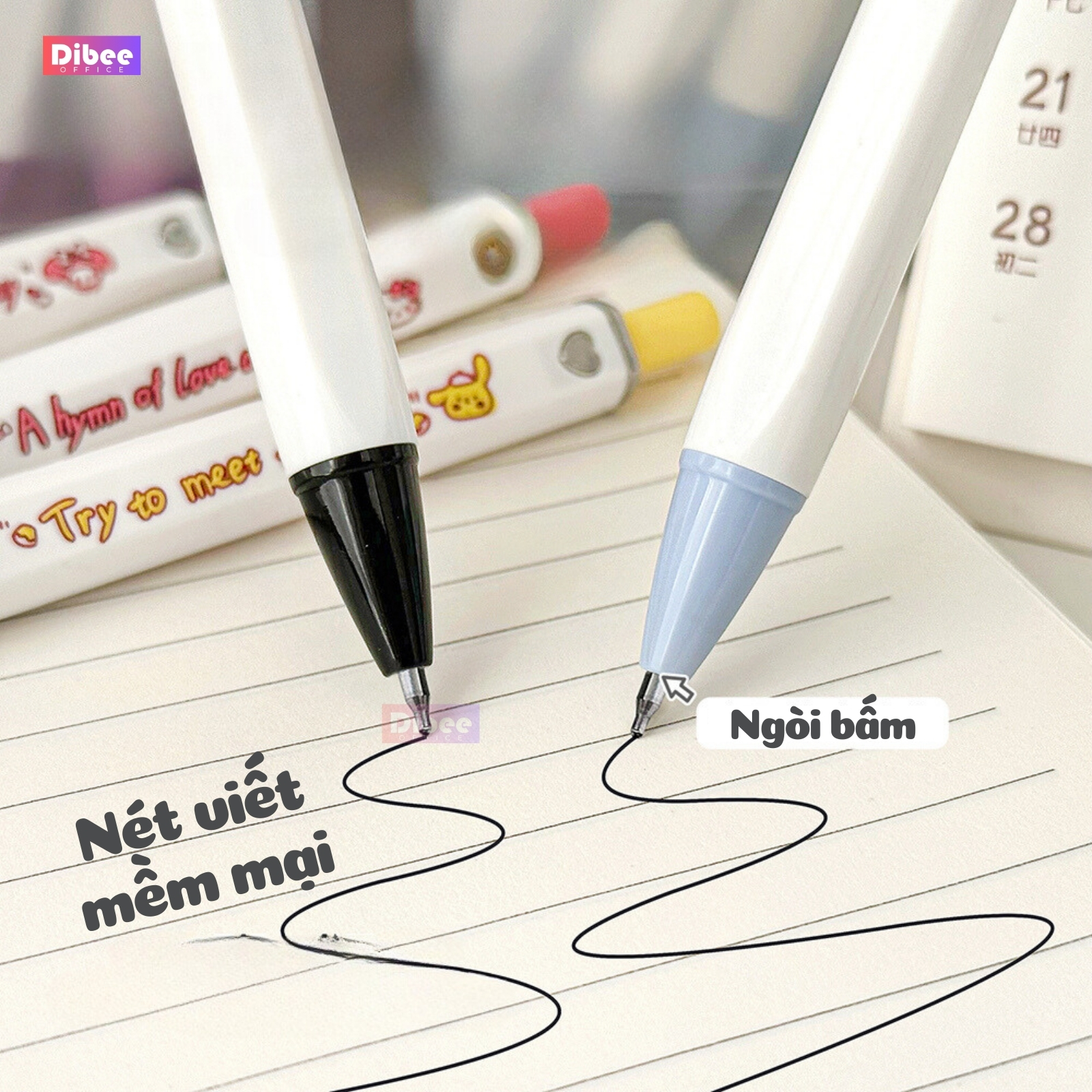 Bút gel DiBee nhanh khô mực đen ngòi 0.5mm họa tiết hoạt hình dễ thương cho học sinh, văn phòng ...