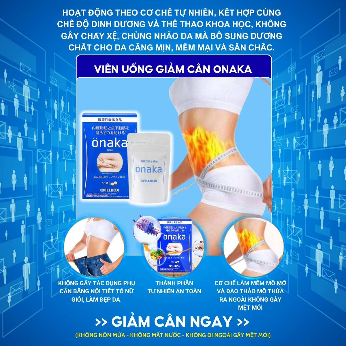 Viên uống giảm mỡ bụng, giảm cân hiệu quả Onaka của Nhật bản gói 60 ...